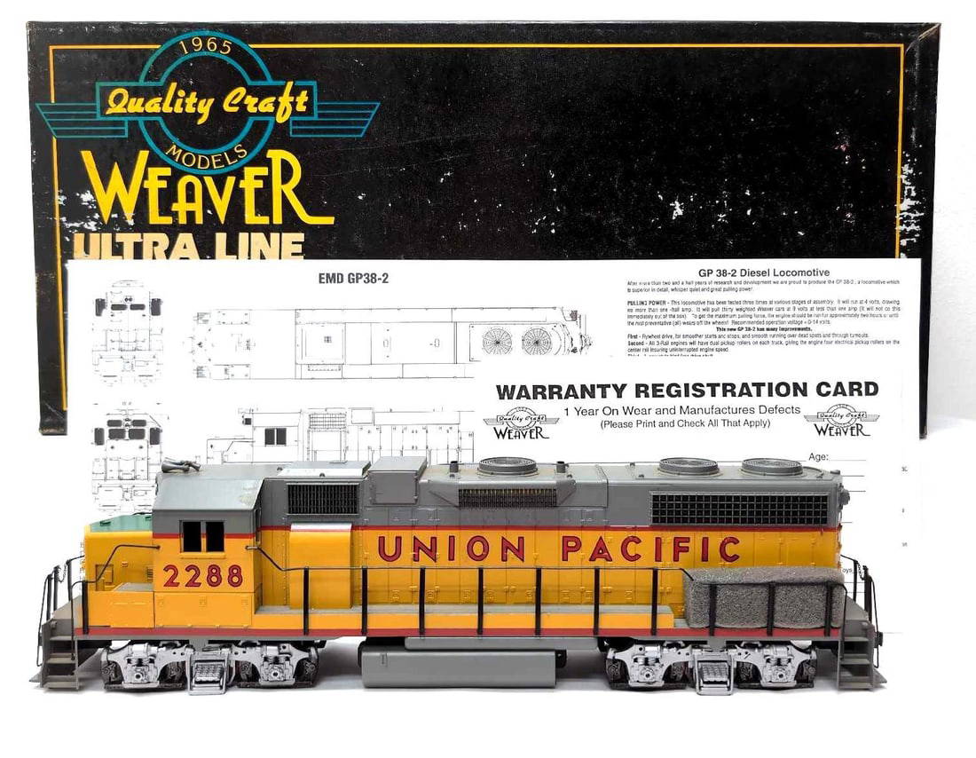 Weaver 7050 Up Gp38-2 2288 2-rail Diesel In Box Auction
