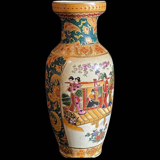Chinese Zhong Guo Zhi Zao Geisha Vase And Bowl