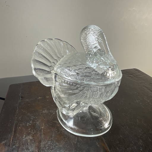 Vintage Pressed Glass Turkey Candy Dish