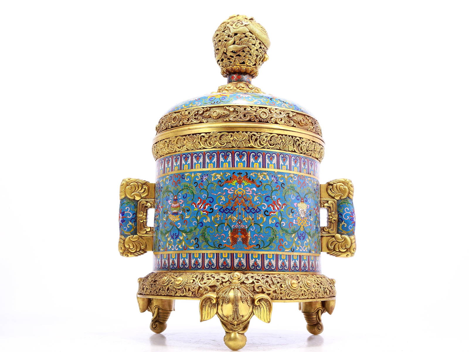 Cloisonné And Eight Magic Weapons; A Two-eared Three-legged Censer Auction