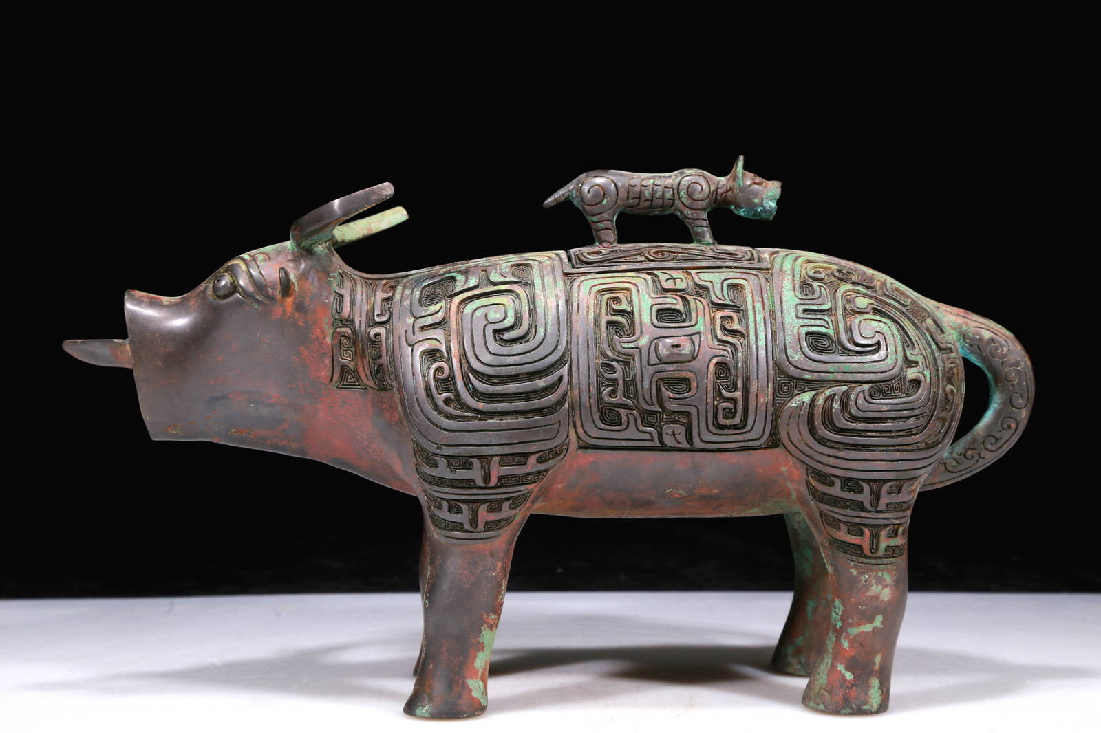 A Fantastic Bronze Buffalo-form Jar With Inscriptions Auction