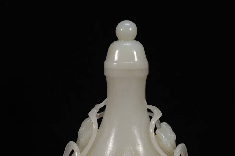 A Very Rare And Fine White Jade Poem Inscribed And Figure Vase