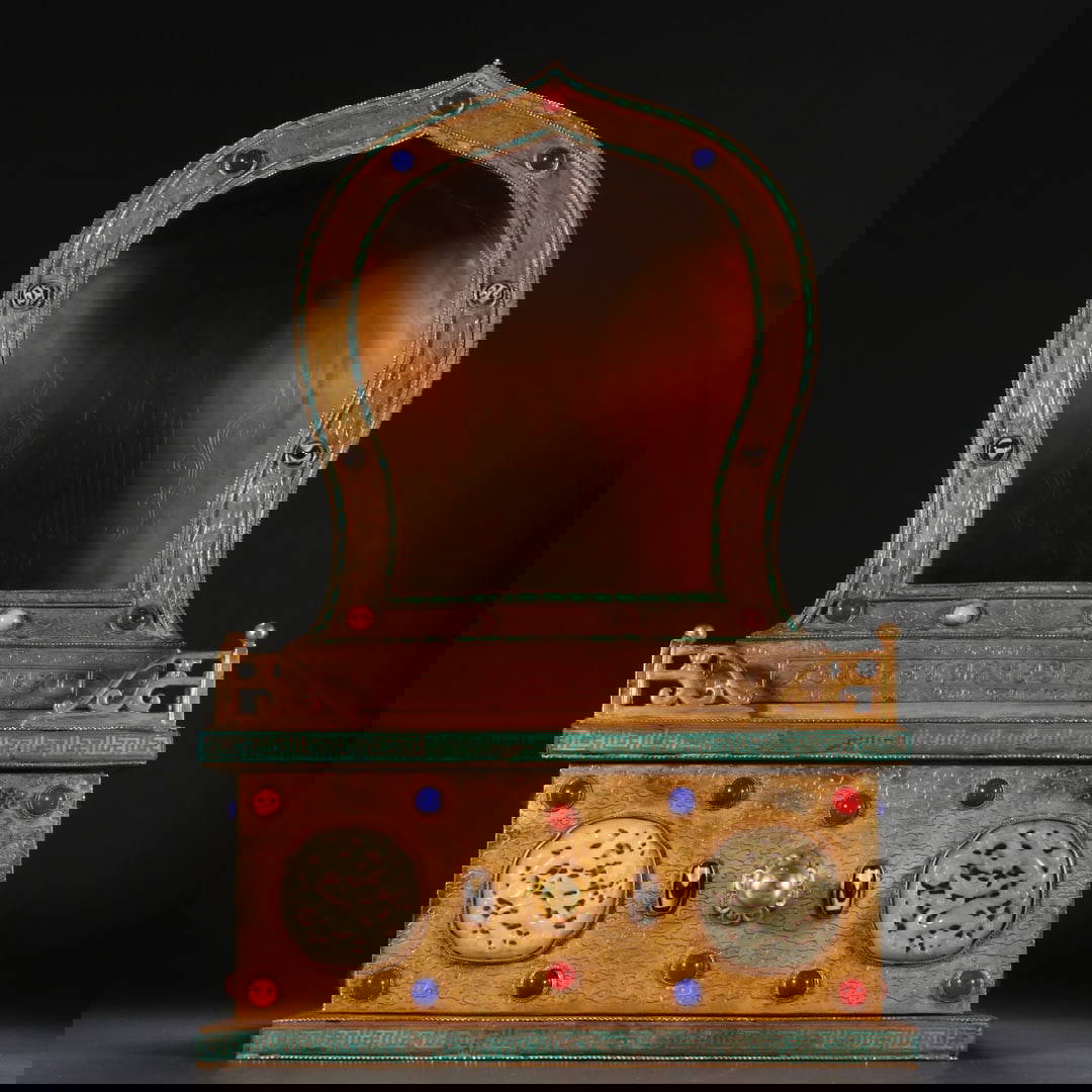 A Very Rare And Fine Gilt Bronze Inlay White Jade Gem Niche Fora Statue ...