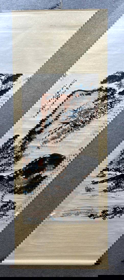 A Vertical Scroll Of Chinese Ink Landscape Painting By Pan Tianshou Auction