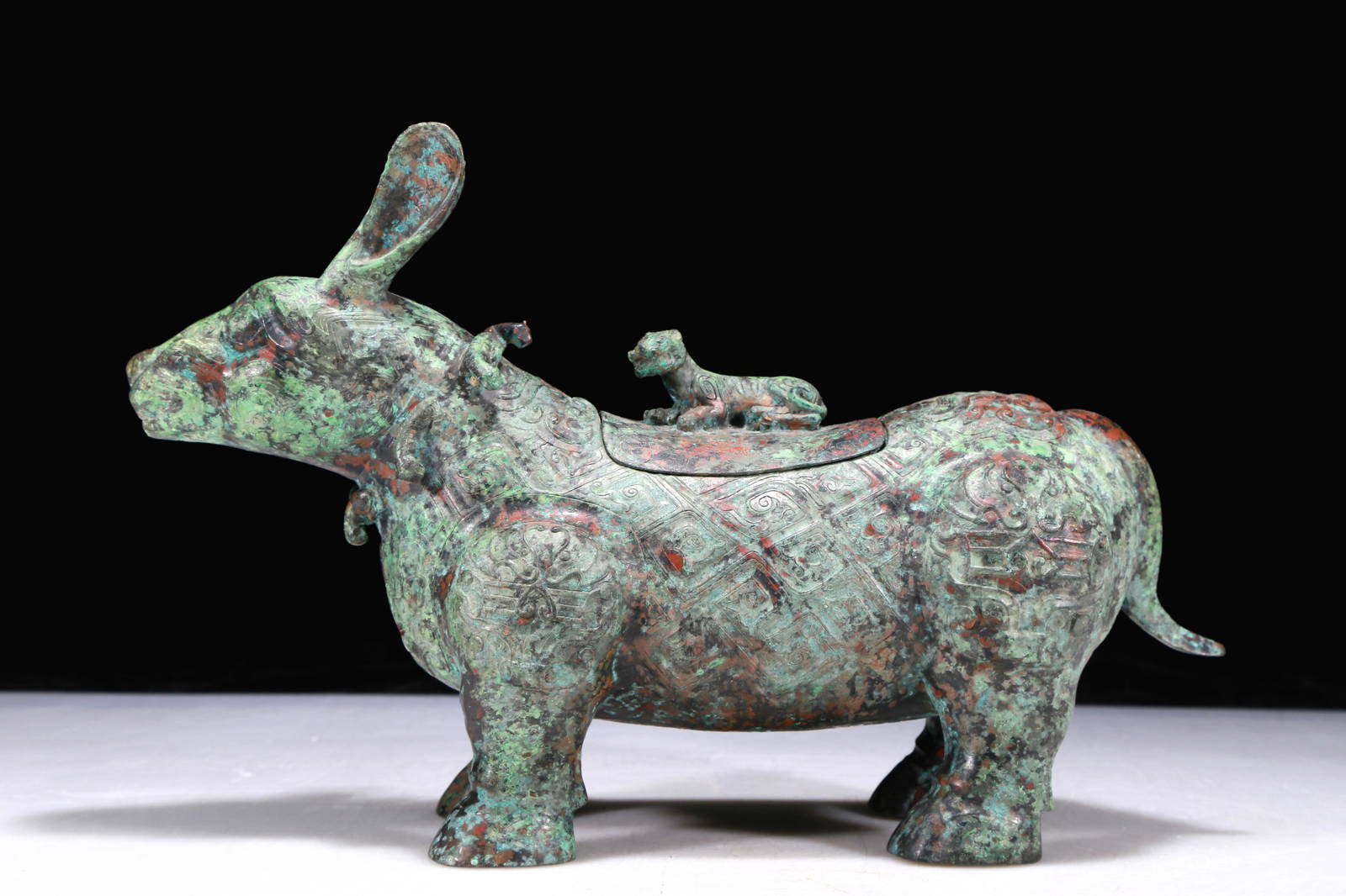 A Brilliant Bronze 'auspicious Beast' Jar With Inscriptions Auction