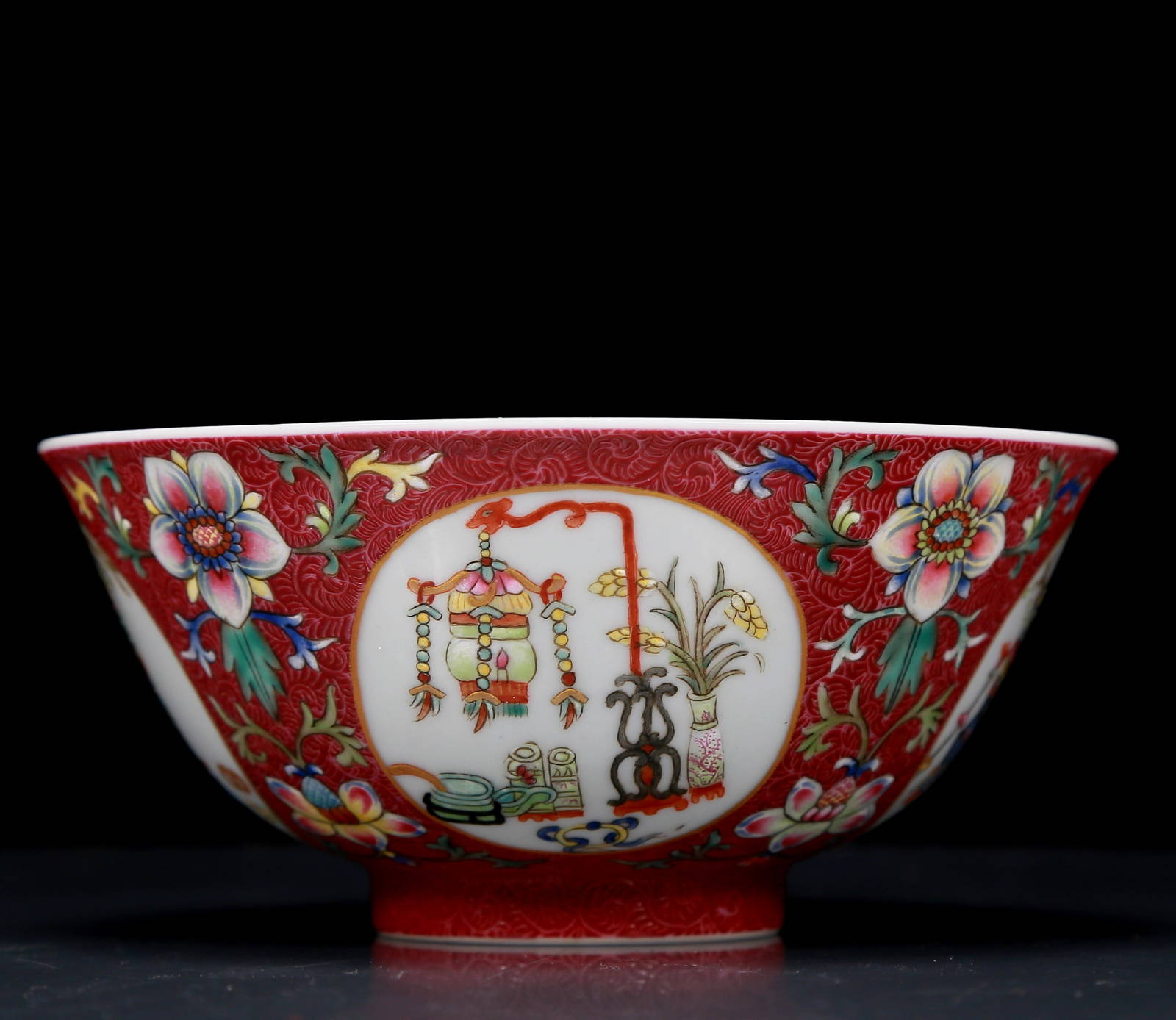 An Exquisite Ruby Red-glazed Eight Treasures Pattern Bowl Auction