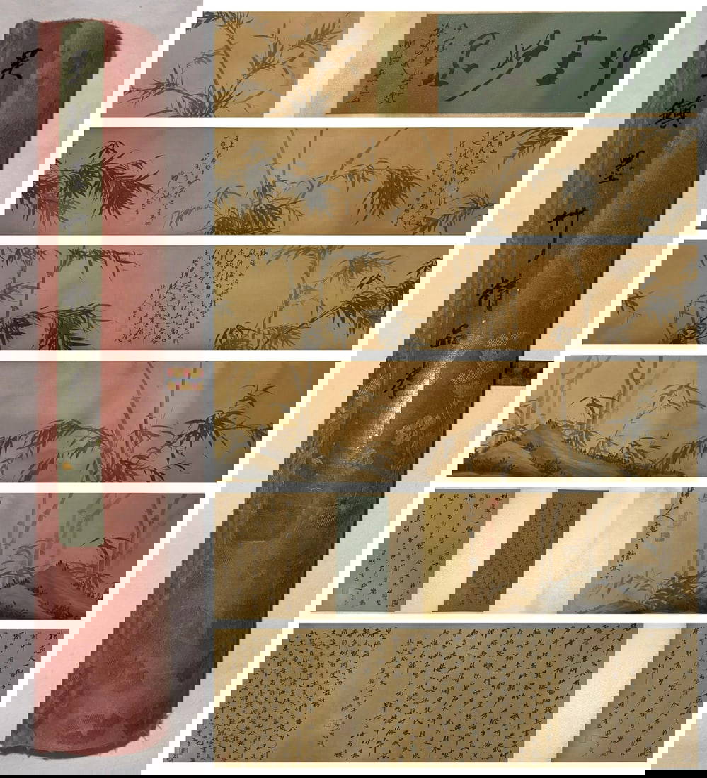 A Chinese Hand Scroll Ink Painting Of Bamboo On Paper,wuzhen Auction