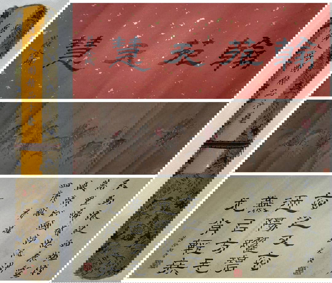 A Chinese Hand Scroll Ink Painting Of Figure And Horse On Paper,tang ...