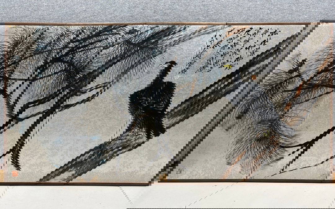 An Fabulous Chinese Ink Eagle By Qi Baishi Auction