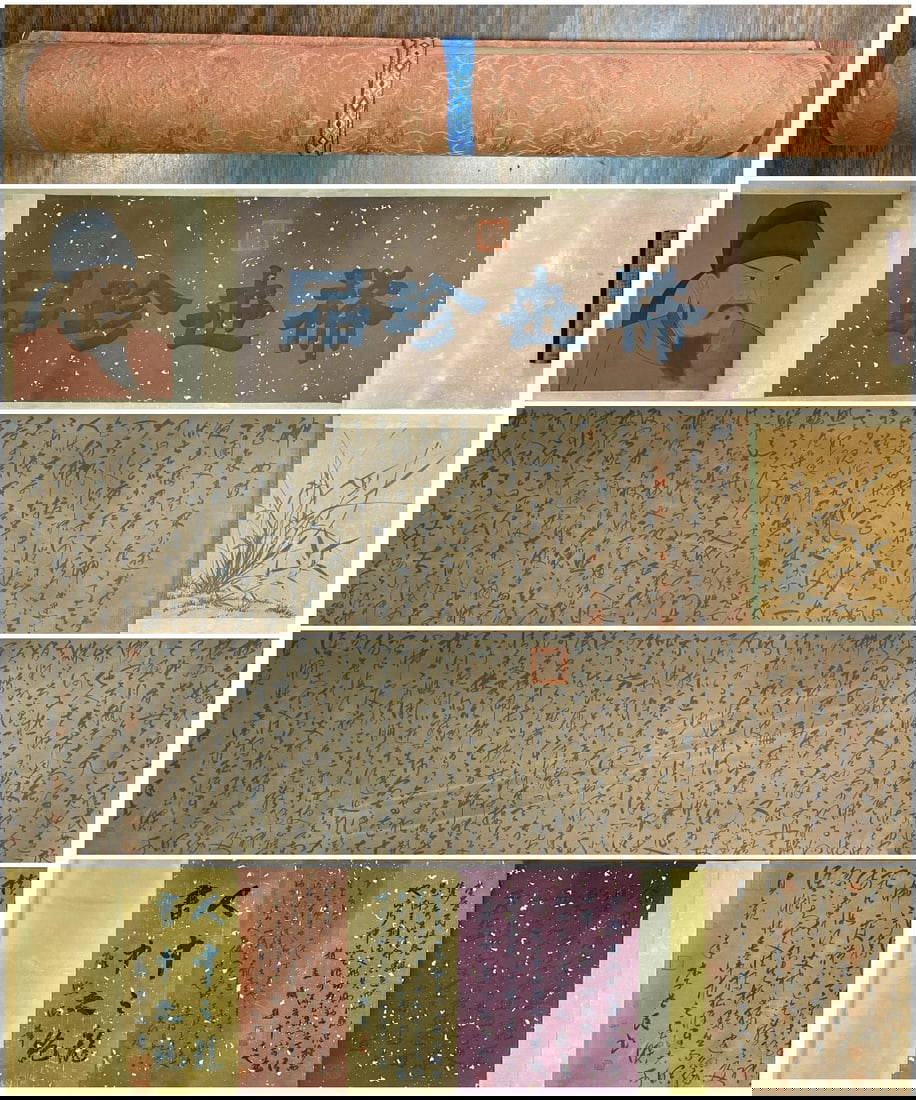 A Chinese Hand Scroll Ink Painting Of Calligraphy On Silk Li Shiming ...