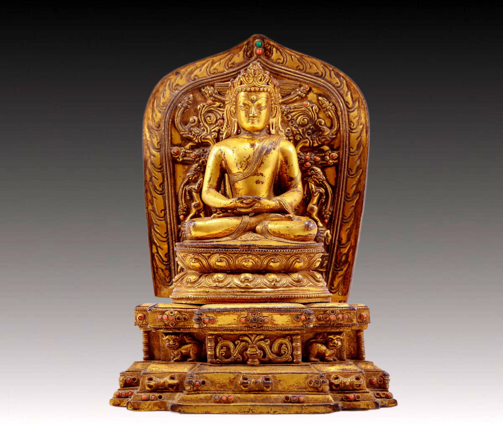 A Rare Gilt-bronze Gem-inlaid Figures Of Bodhisattva Auction
