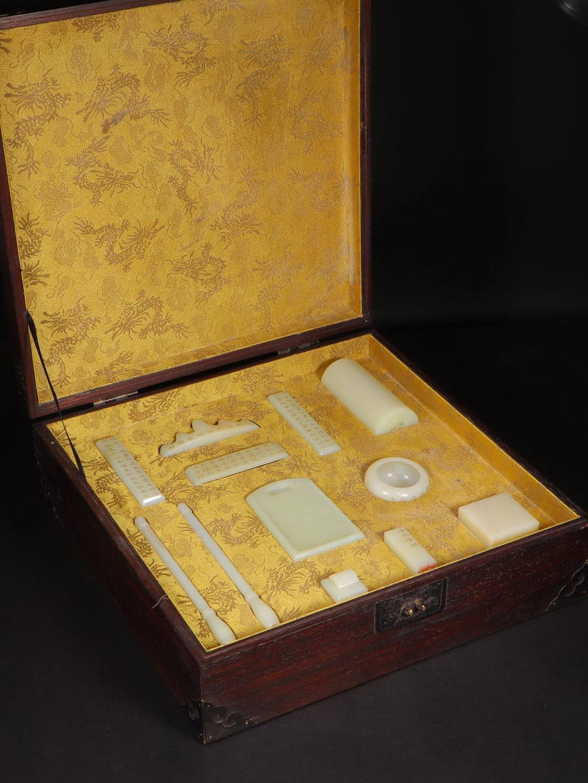 A Set Of Fine White Jade Poem Ornament Auction