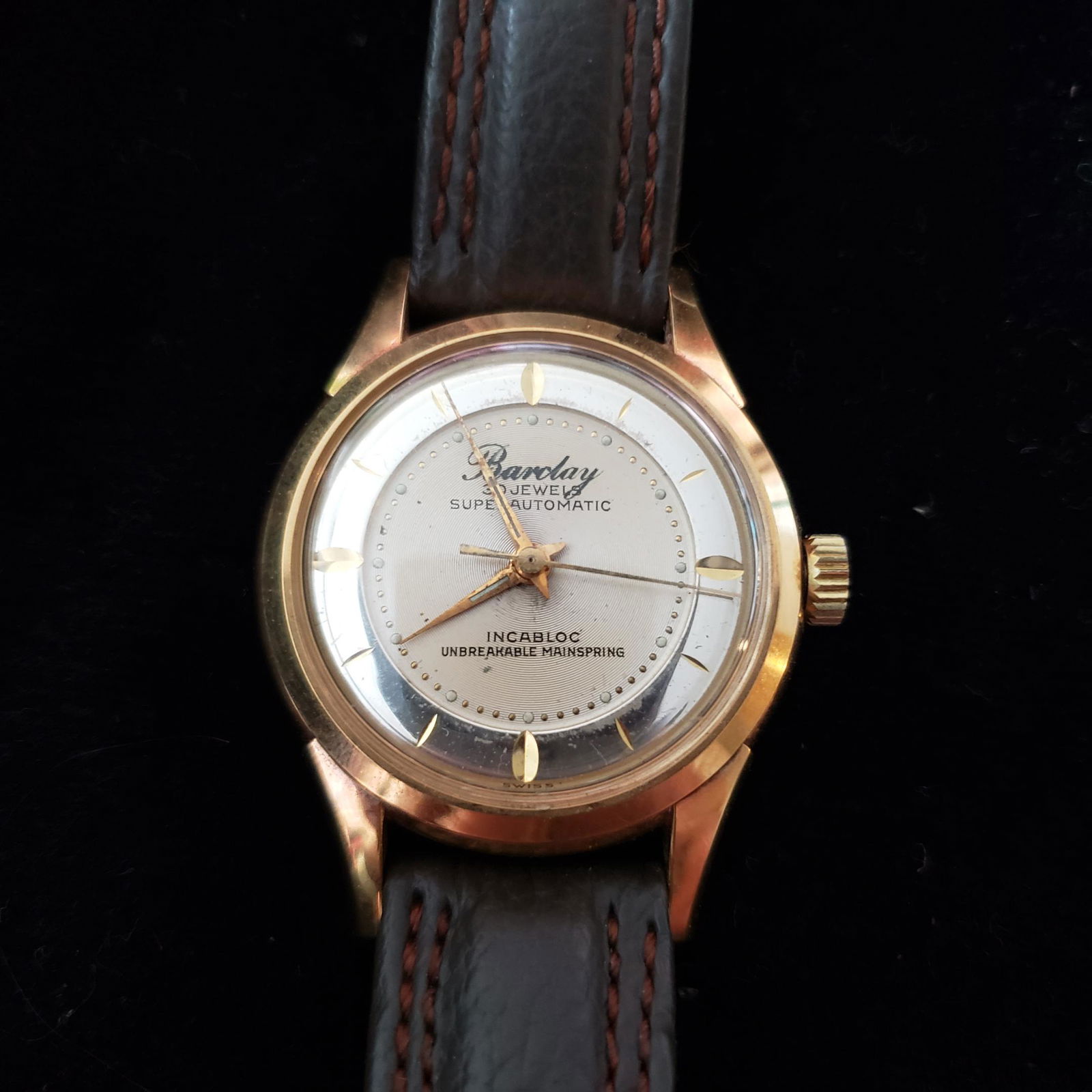 Vintage Barday 30j Superautomatic With Incabloc Unbreakable Mainspring