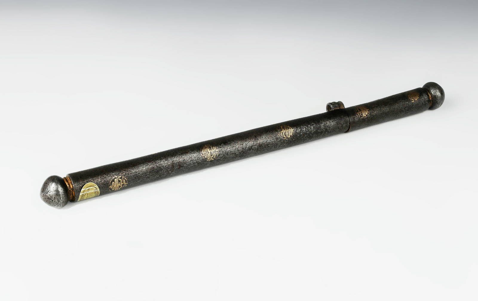 Iron And Gold Inlay Lama Pen Tube, Tibet, 19th C Auction