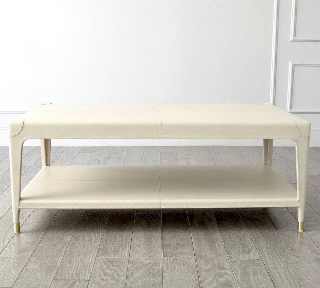 Ivory Leather-wrapped Coffee Table Auction