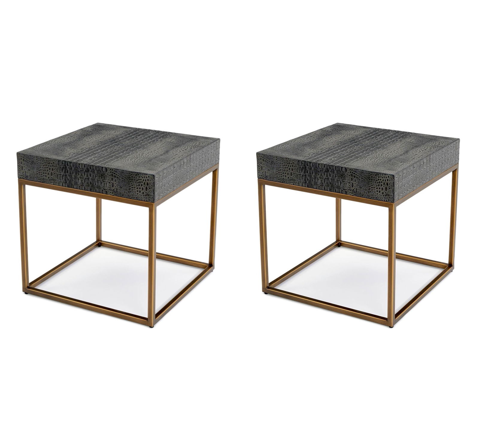 Pair Of Alligator Leather Tables