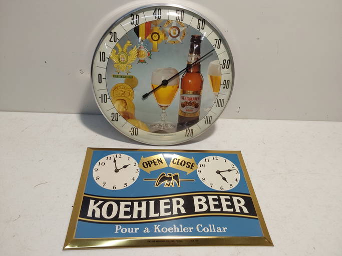 Nos Stegmaier Thermometer And Koehler Beer Sign