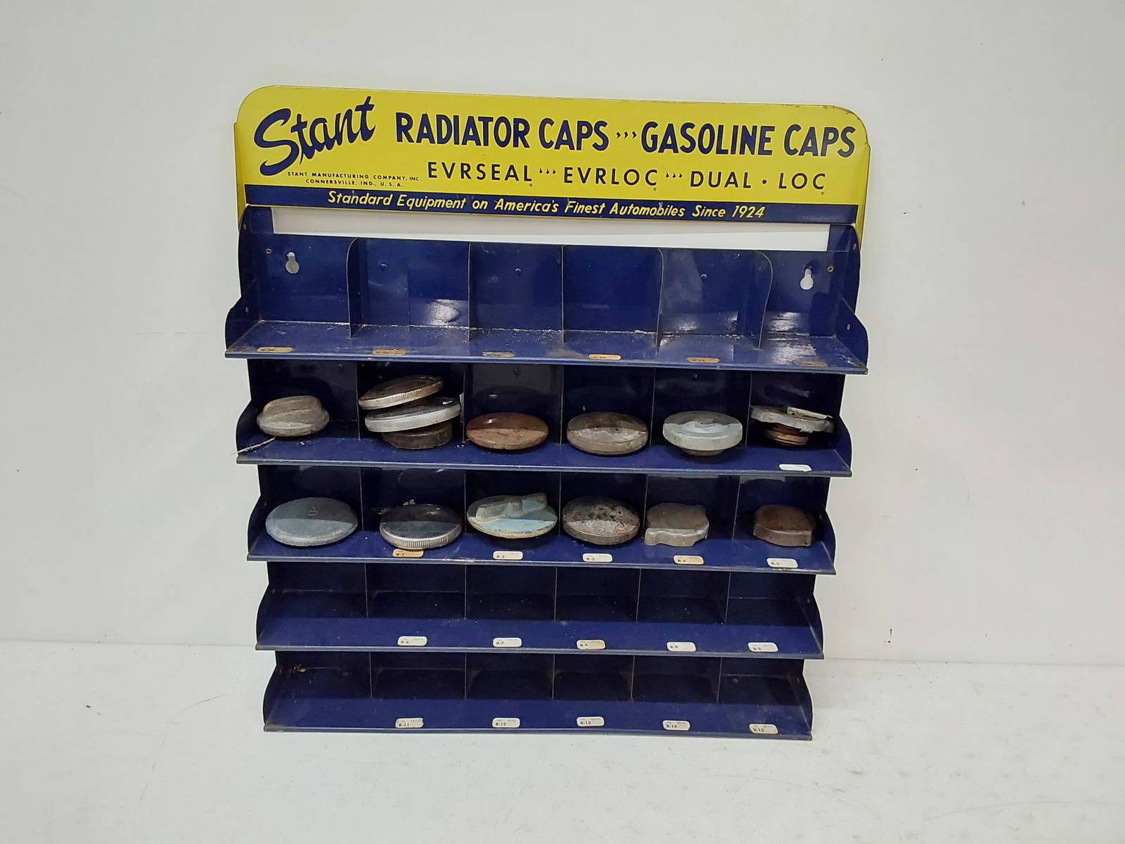 Stant Radiator And Gasoline Caps Wall Rack Auction