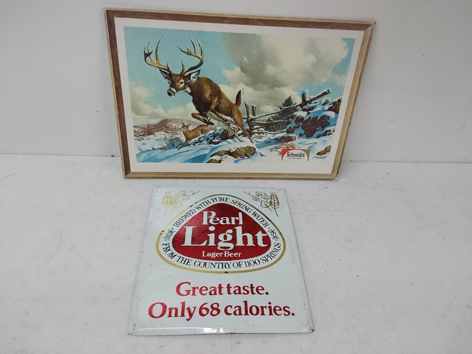 Pearl Light Toc Sign, Schmidt's Cardboard Sign Auction