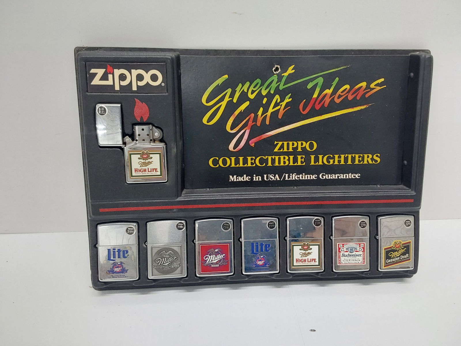 Zippo Counter Display With (8) New Zippo Lighters Auction