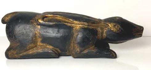 Large Burmese Carved Wood Rabbit
