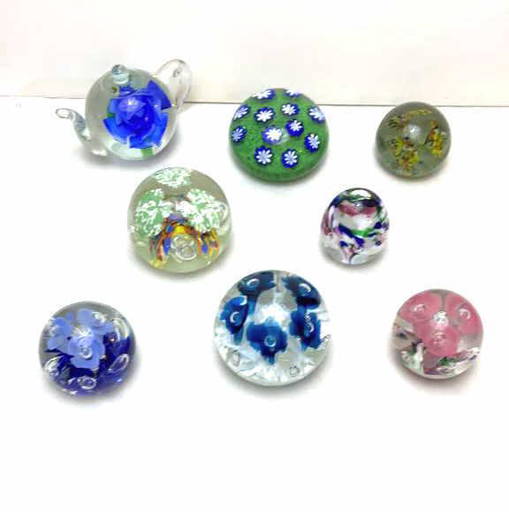 8 Flower Themed Paperweights Including Gibson, Dunlavy, a teapot and 5 ...