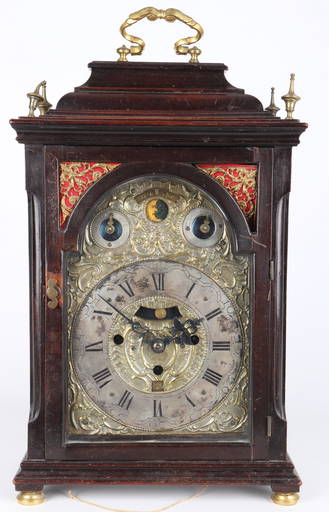German Bracket Clock 18th Century, Stockuhr Mit Mondphase 18. Jahrhundert,