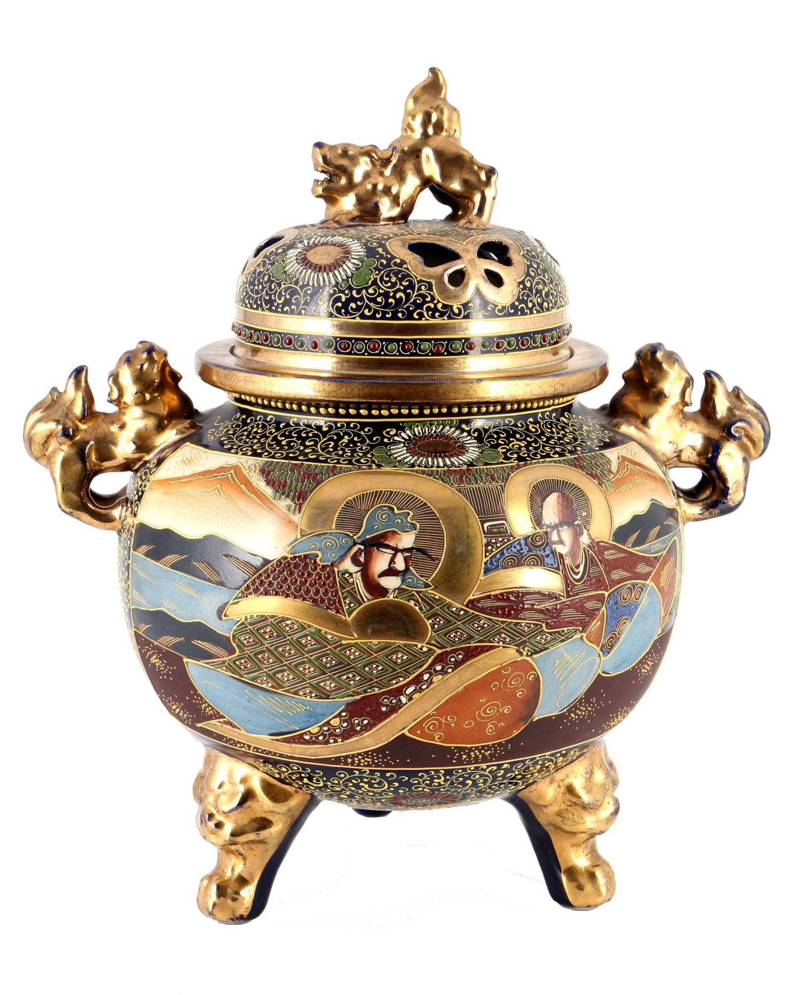 Japan Satsuma Large Censer, Groãÿes Rã¤uchergefã¤ãÿ, Auction