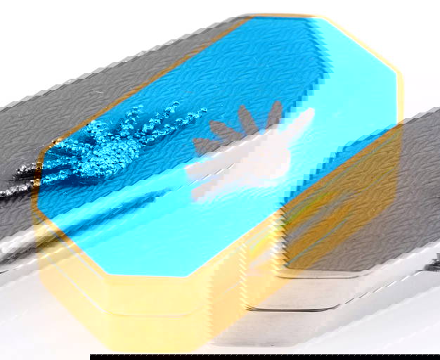 Light Blue Pill Box With Diamonds, Silver 88 Zolotniki,