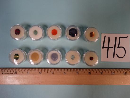 10 Loose Authentic Gemstones In Padded Display Cases