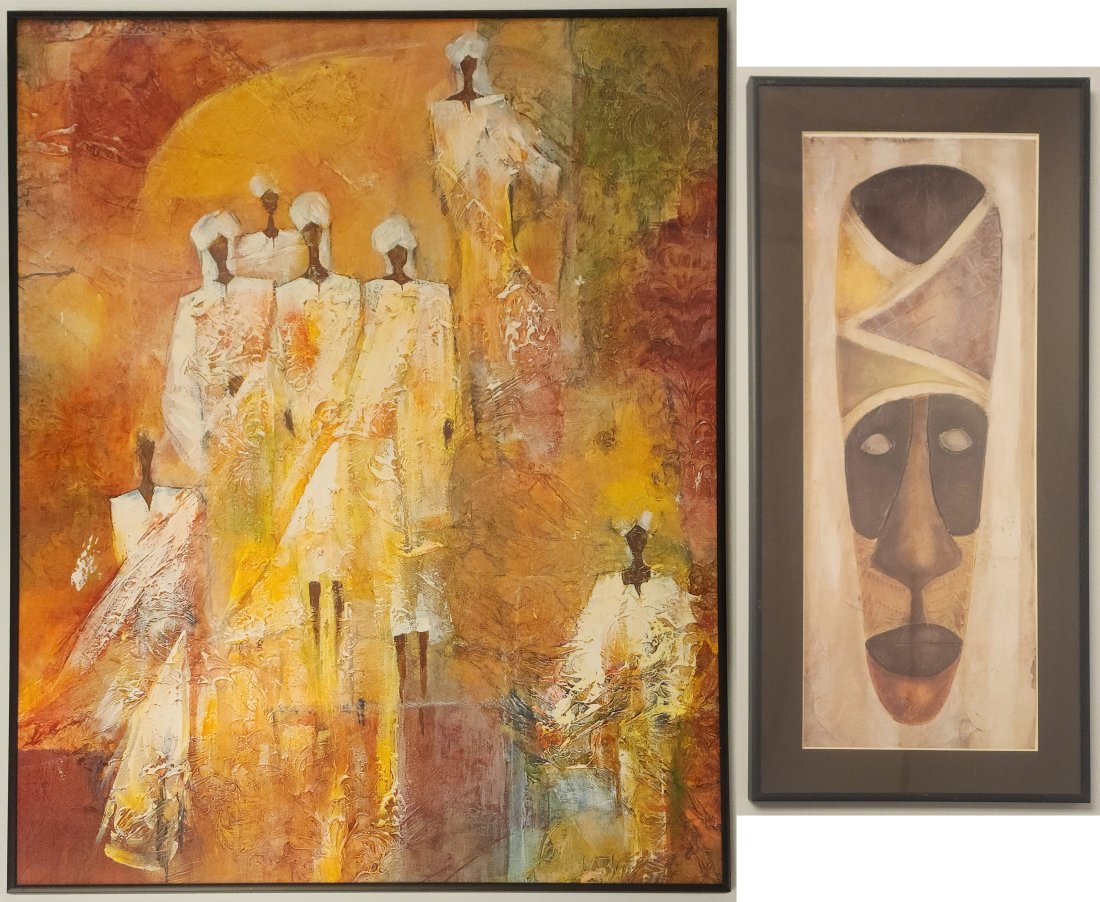 Lithograph Set of Sahara II by Eduardo Jindani and a Tikar Mask - Dec ...