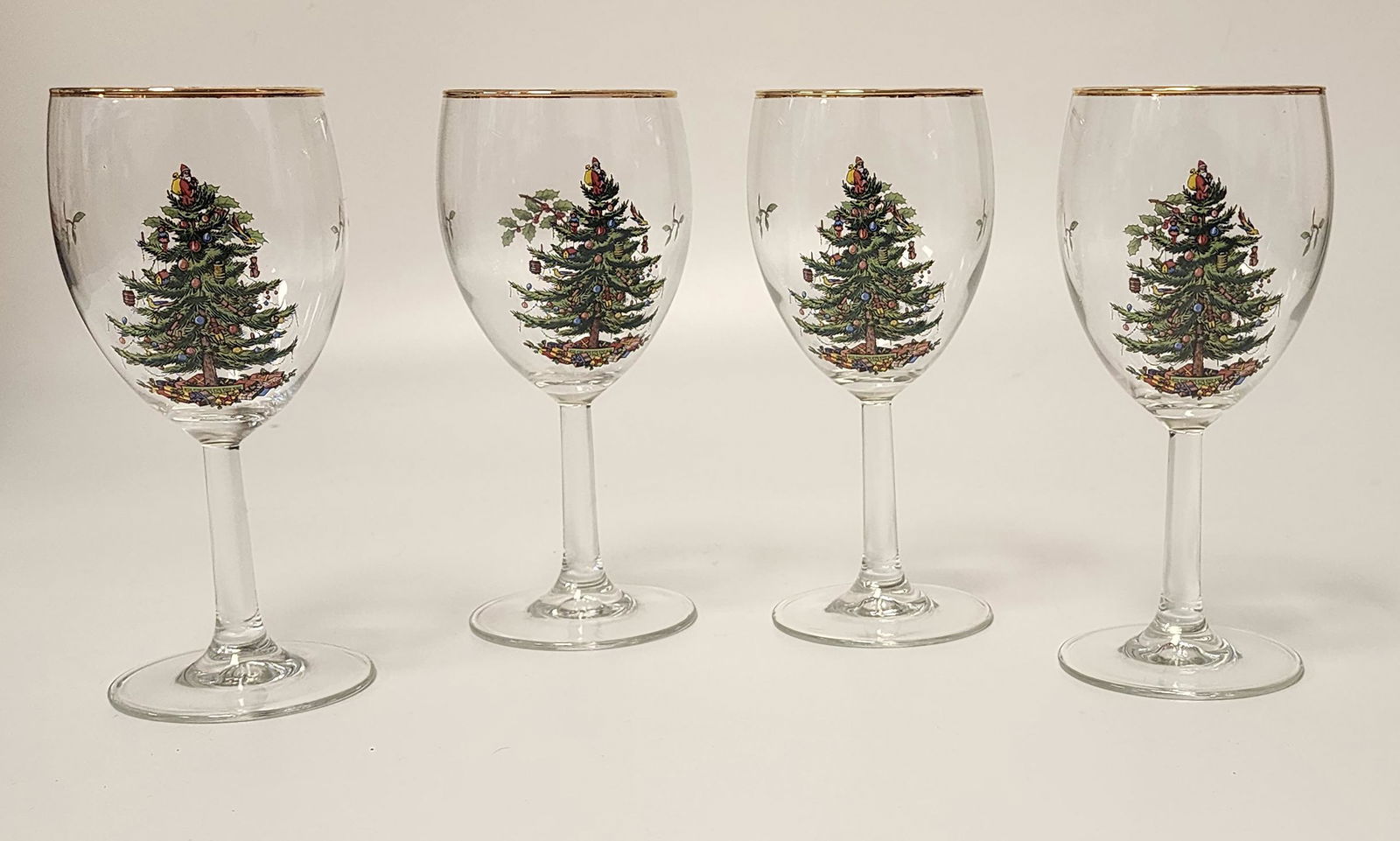 Set of Three Spode Christmas Tree Wine Glasses with Original Box - Dec ...