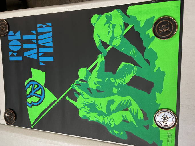 1970s Anti War Protest Poster Black Light Style