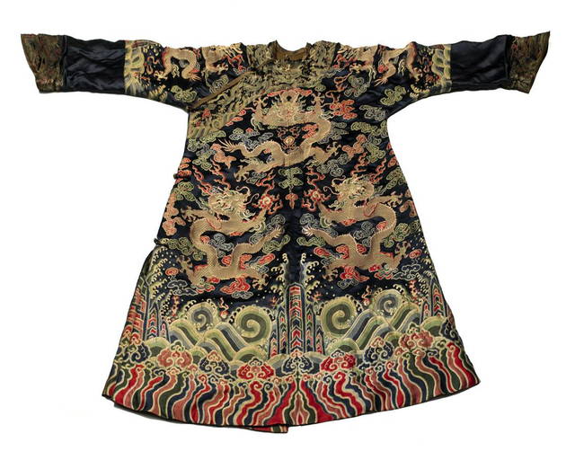 A Blue Ground Dragon Robe, Qianlong Period