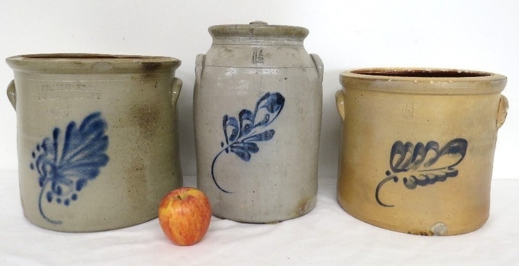 (3) Leaf Decor Crocks Inc. Adam Caire, Poughkeepsie Ny Auction