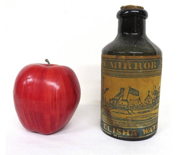 C.1850 60's Elisha Waters, Troy Ny Label Only Mirror Blacking Bottle 90 ...