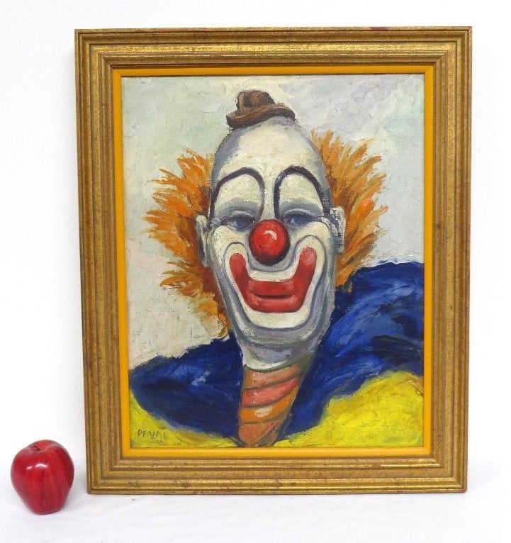 Philip Kran Paval O/c Painting Of Ringling Bros. Circus Clown Lou ...