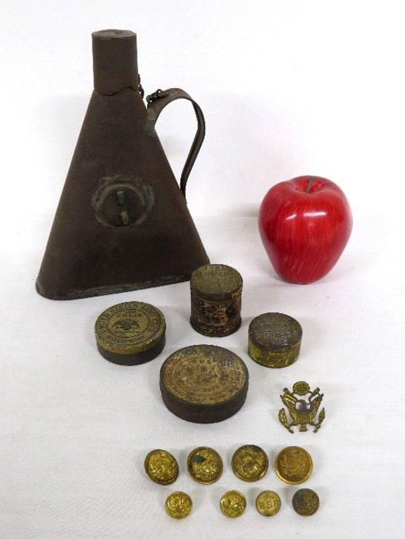 Lot Of Early Military Buttons, Primer Cap Tins, Etc. Auction