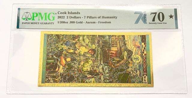 2022 Pmg 70 Pillars Of Humanity "freedom" 1/200 Oz .999 Gold Aurum $2 ...