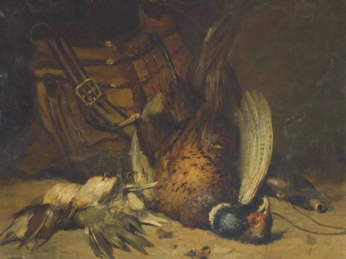 LEON CHARLES HUBERT (1858-1928) French painter STILL LIFE HUNTING Oil ...