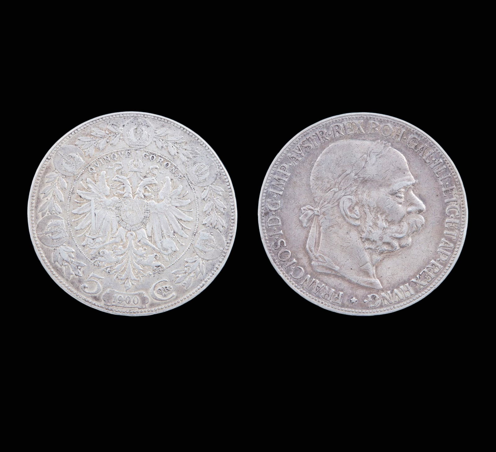 Silver Coin Of 5 Crowns, 1900, Austria (austro Hungarian Krone). Franz ...