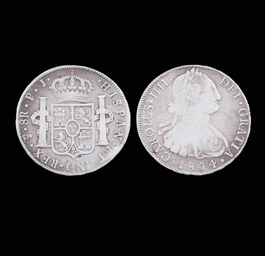 Silver Coin Of 8 Reales, 1804, Potosí, Bolivia. Carlos Iv Spanish ...