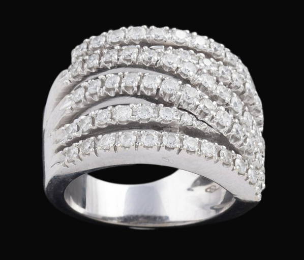 Wide Ring Rows Of Diamonds In Gold 18 Kt Made In Gold Of 18 Kt. Formed ...