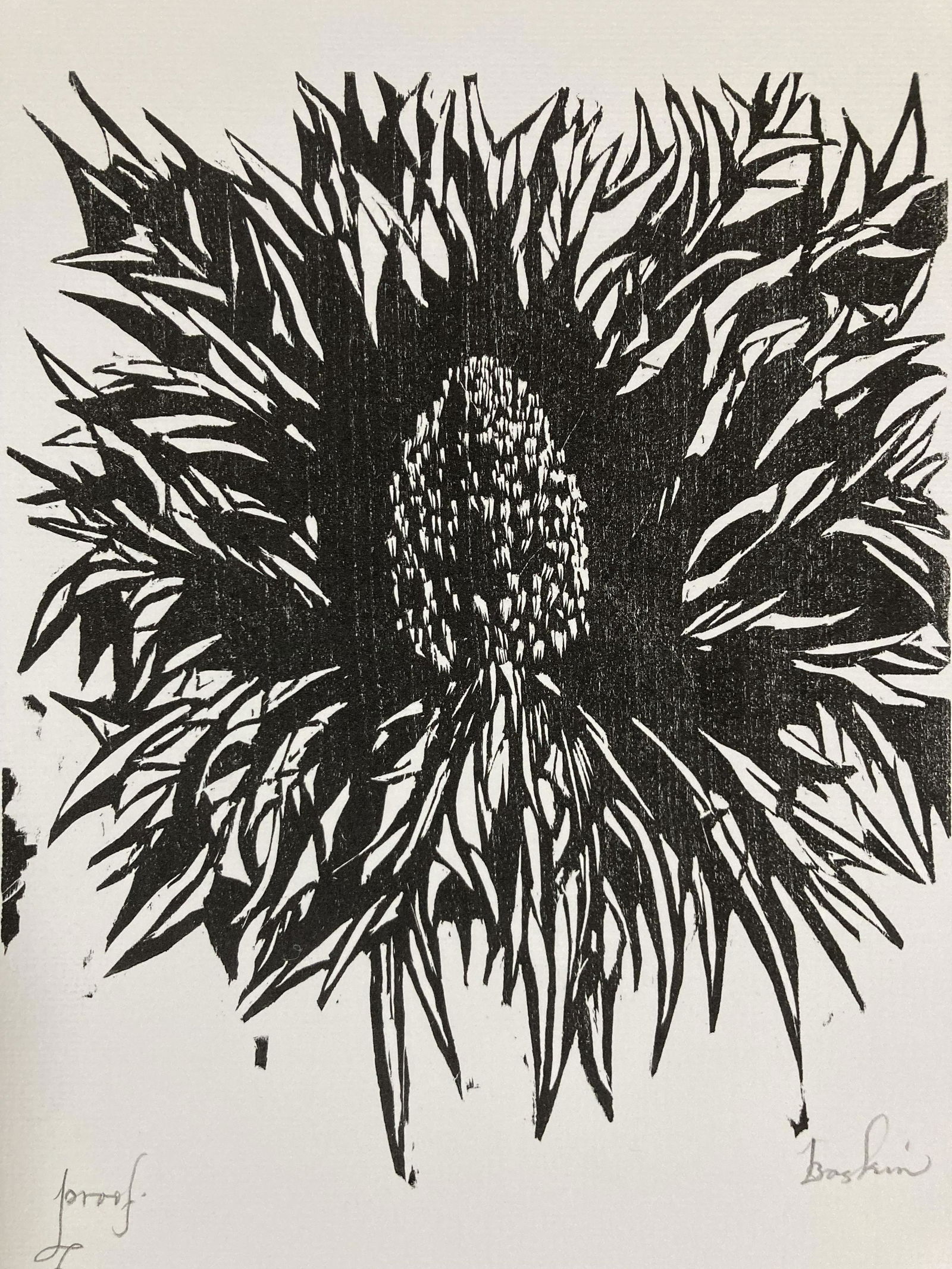 LEONARD BASKIN Signed WOODBLOCK PRINT Thistle ARTIST PROOF Limited ...