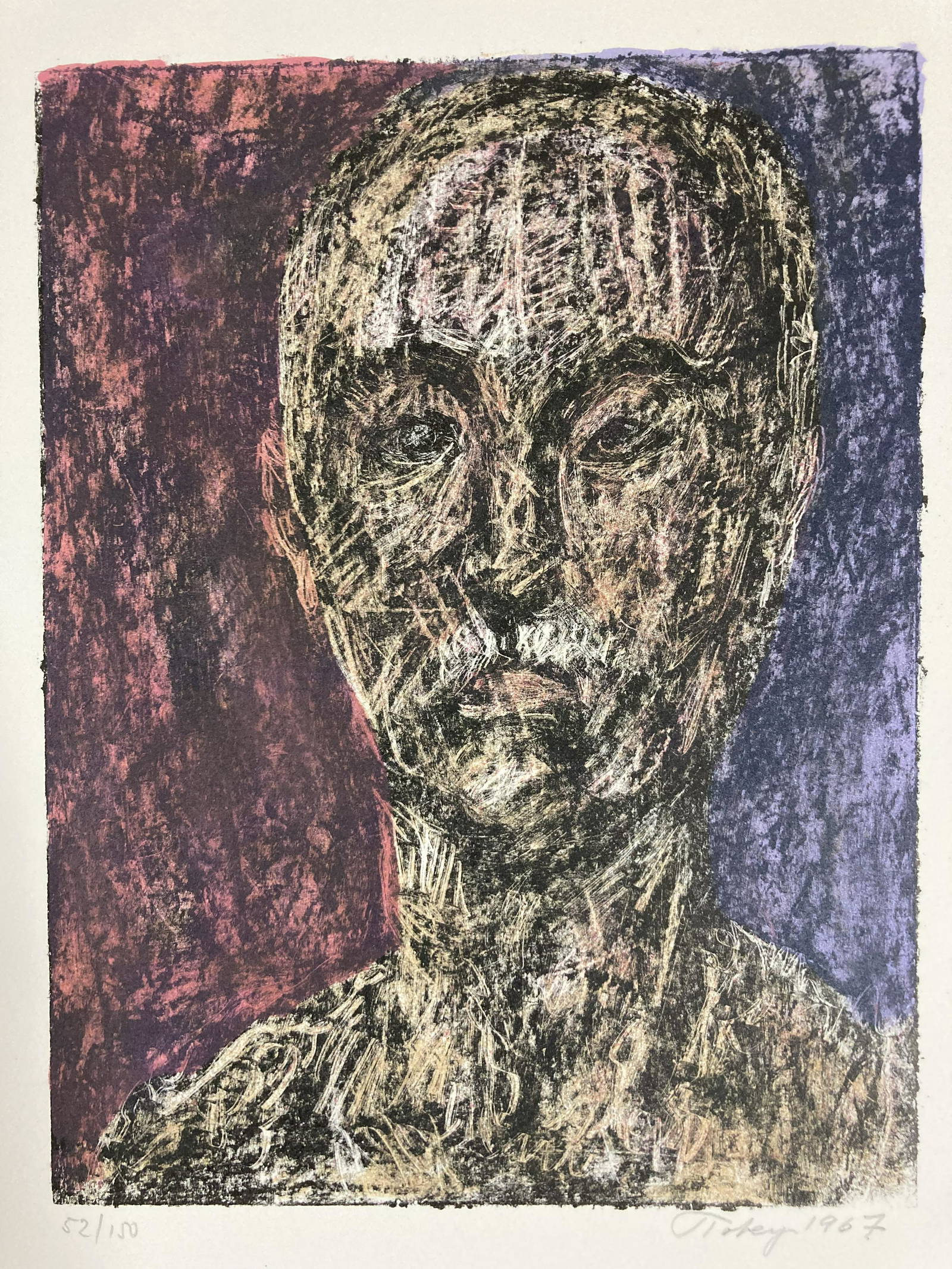 Mark Tobey (1890-1976) Signed 1967 Self Portrait Limited Edition Lithograph Auction