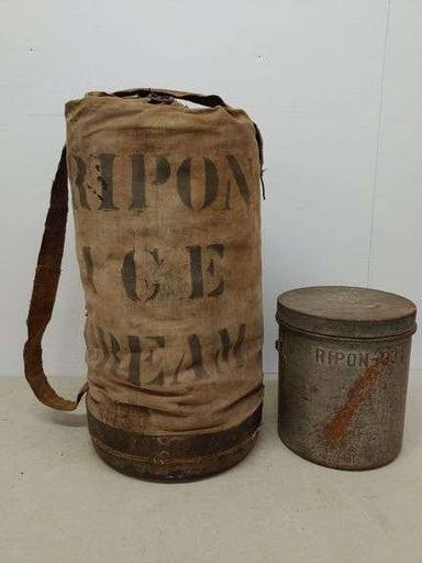 Ripon Ice Cream Delivery Bag And Bucket Jan 29 2022 W Yoder Auction Llc In Wi