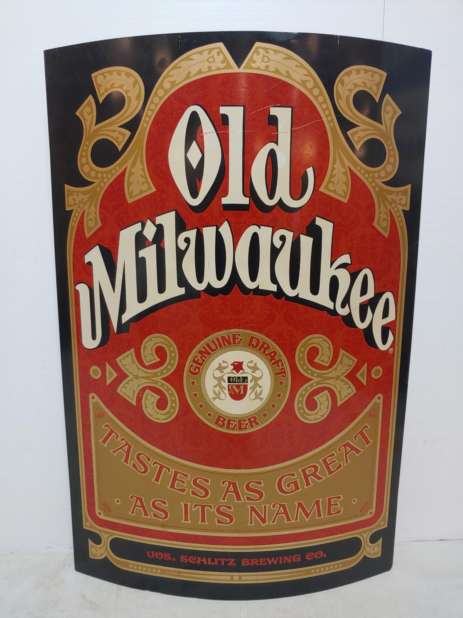 Ss Alum Curved Old Milwaukee Beer Sign