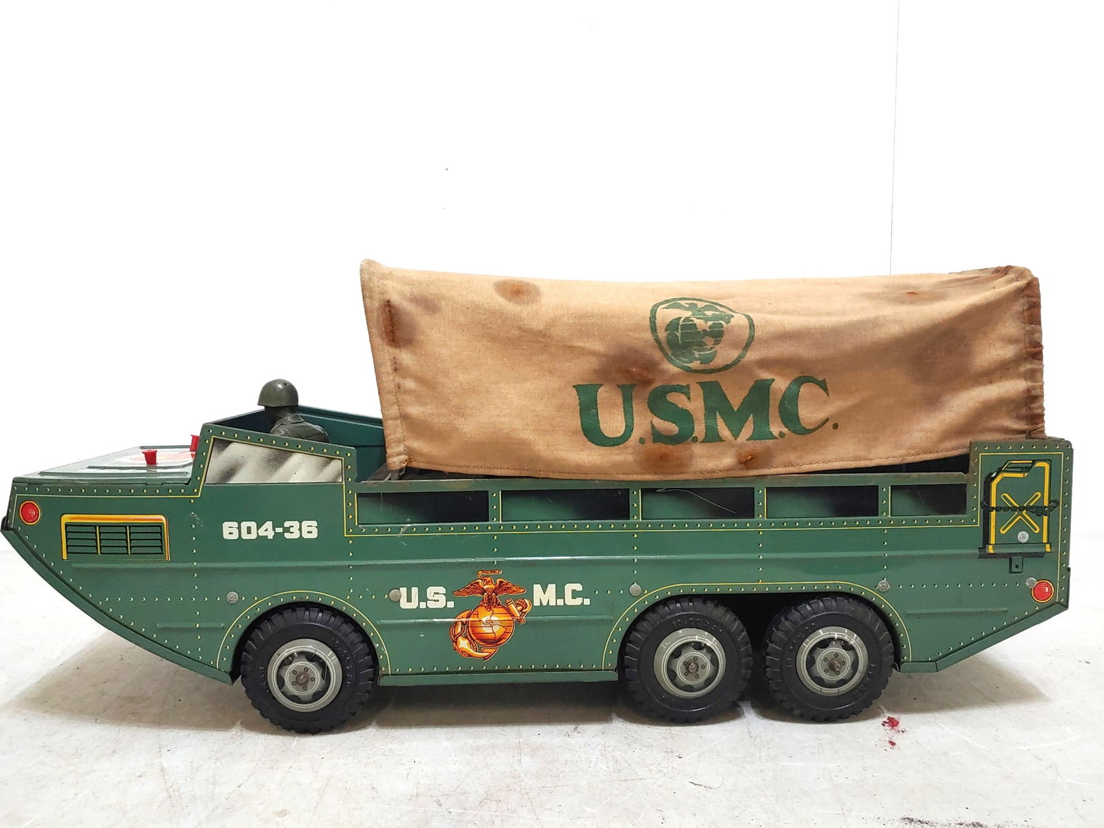 Vintage Marx Lumar Pressed Steel Usmc Amphibious Duck Boat Toy Auction
