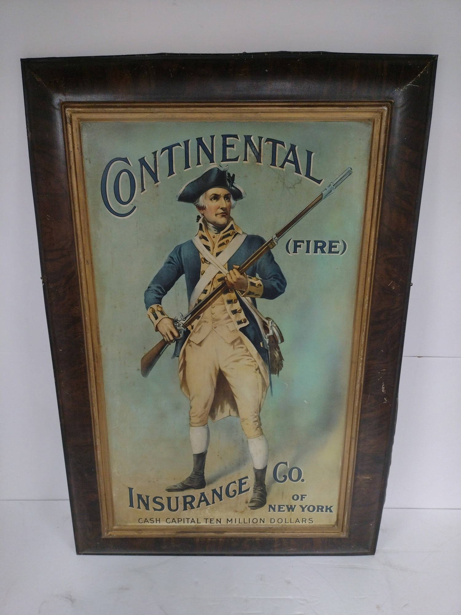 Vintage Tin Continental Insurance Company Advertising Sign Auction
