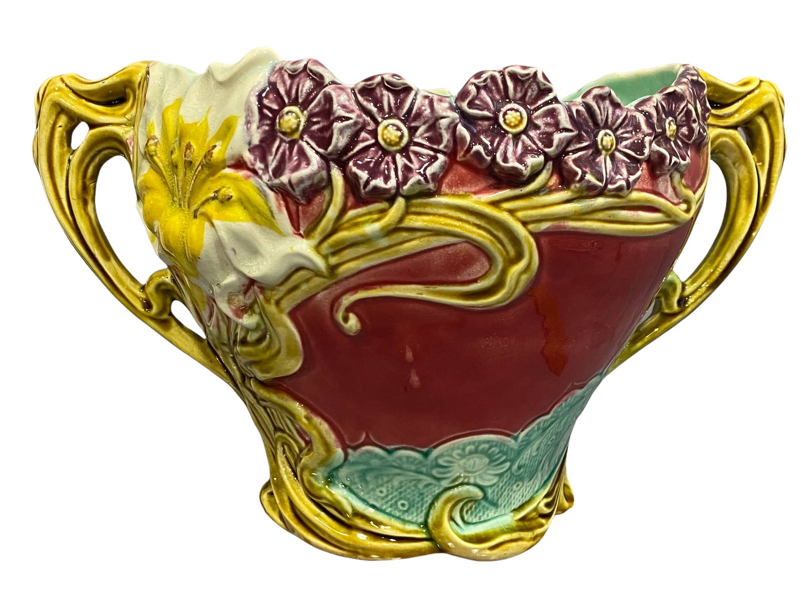 Frie Onnaing France Jardiniere Floriform 8" X 12 3/4" X 9" Auction